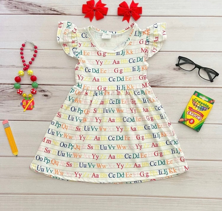 White Back to School Alphabet Dress – Pretty In Pink Boutique, LLC